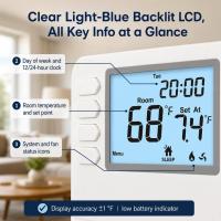 China Riseem Weekly Programmable 0.5°C Accuracy HVAC System Heat Pump Thermostat 24V for sale
