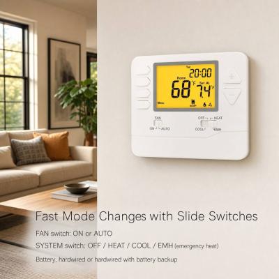China Heagstat 24V 2 Heat 1 Cool Adjustable Programmable Home Thermostat For Heat Pump for sale