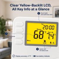 China Heagstat 24V 2 Heat 1 Cool Adjustable Programmable Home Thermostat For Heat Pump for sale