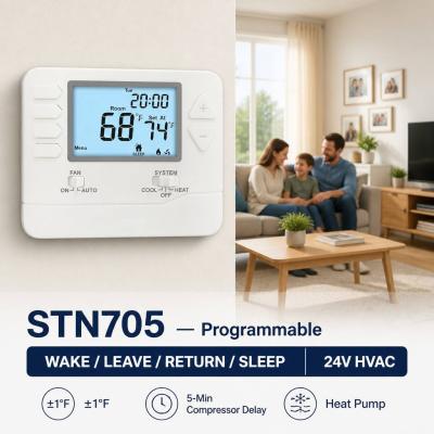 China Blue Backlight Color Wired programmable thermostat including AUTO Fan Operation Mode optimized for heating and cooling system management for sale