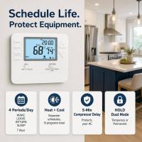 China Blue Backlight Color Wired programmable thermostat including AUTO Fan Operation Mode optimized for heating and cooling system management for sale