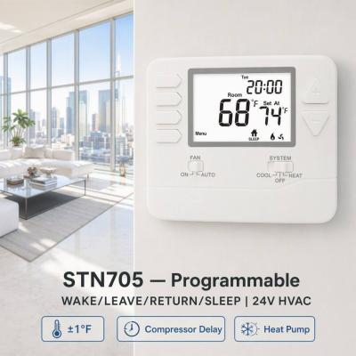 China Power supply or Batteries Wired Room Programmable HVAC System Single Stage 24V Thermostat And Durable Temperature Controller for sale