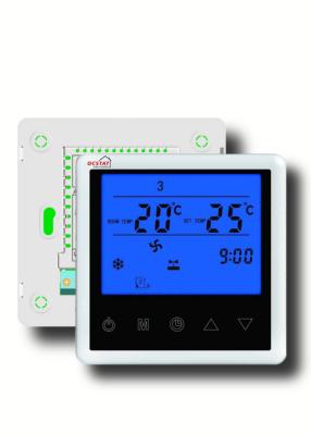 China FCU Touch Button Heating Cooling Thermostat with Programmable Fan - 230VAC 50Hz, 86x86x45mm Dimensions for sale