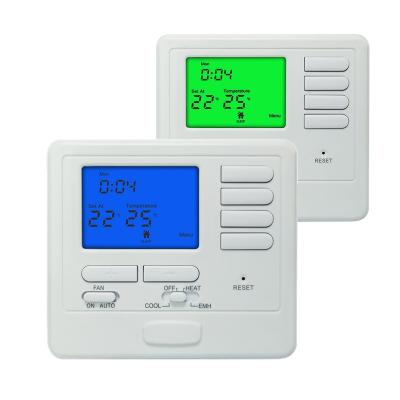 China 24VAC LCD Air Conditioner digital heat pump thermostat Heating and Cooling Wired Room Thermostat for sale