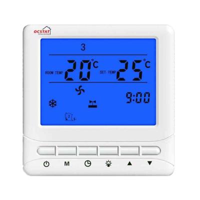 China Weekly Programmable Fan Coil Thermostat Omron Relay NTC Sensor CE RoHS for sale