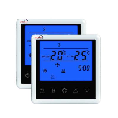 China Touch Button Fan Coil Thermostat 7 Day Programmable For Kitchen / Bedroom for sale
