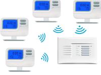 China Riseem Energy Saving RF Room Programmable Thermostat For Heating And Cooling 1 To 4 for sale