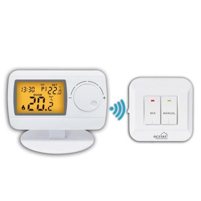 China Riseem 433MHZ ABS Digital RF Thermostat For Heating And Cooling Room Gas Boilers for sale