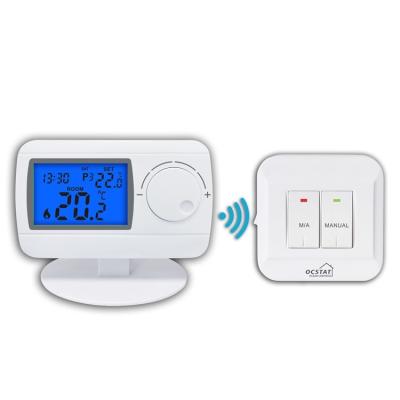 China Riseem 230V White ABS Digital RF Programmable Room Wireless Thermostat For Gas Boilers for sale