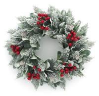 China 20inch Full PE Christmas Wreath With Artificial Berry Pinecones for sale