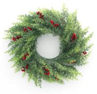 China 20inch Full PE Christmas Wreath With Artificial Berry Pinecones for sale