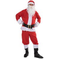 China Polyester Luxury Velvet Santa Suit Adult Costume For Christmas Decoration for sale