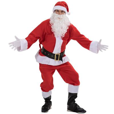 China Polyester Luxury Velvet Santa Suit Adult Costume For Christmas Decoration for sale