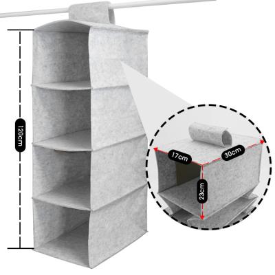 China 4 Shelf Felt Foldable Hanging Closet Organizer For Hat Storage for sale