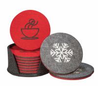 China Customized Felt Drink Coffee Coaster Christmas Cup Mat With Holder for sale
