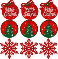 China Red Felt Coasters Table Mat Xmas Winter Coffee Cup Mat Ornament for sale