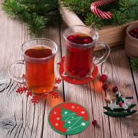China Red Felt Coasters Table Mat Xmas Winter Coffee Cup Mat Ornament for sale