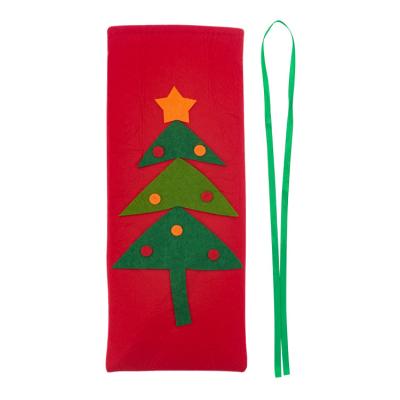 China Popular Felt Christmas Single Bottle Carrier Bag Wine Cover Decoration for sale