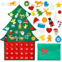 China DIY Felt Christmas Tree Advent Calendar Decorations With Pockets Kids Gifts 24 Ornaments for sale