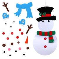 China Wall Hanging Felt Christmas Snowman With Detachable Ornaments Xmas Gifts for sale