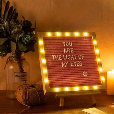 China Pink LED Lights Message Felt Letter Board 10X10 With Stand Letters And Numbers for sale