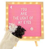 China Pink LED Lights Message Felt Letter Board 10X10 With Stand Letters And Numbers for sale