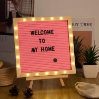 China Pink LED Lights Message Felt Letter Board 10X10 With Stand Letters And Numbers for sale