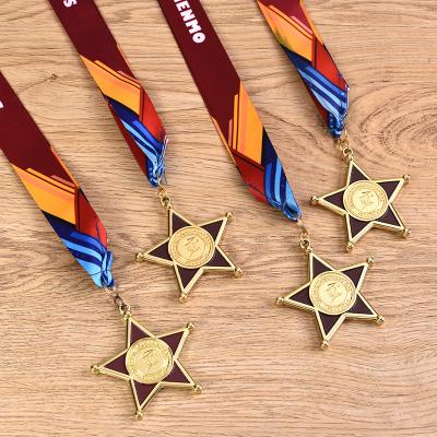 China Custom Logo Sports Pentagram Metal Medal Letterpress Printing for sale