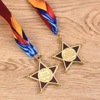 China Custom Logo Sports Pentagram Metal Medal Letterpress Printing for sale