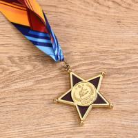 China Custom Logo Sports Pentagram Metal Medal Letterpress Printing for sale