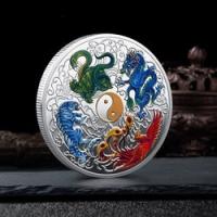 China Custom Chinese Four Great Beasts Commemorative Coins Queen Elizabeth Metal Coins for sale