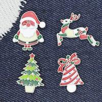 China Christmas decoration metal tree Santa Claus ornament brooch lapel badge enamel pin for Xmas gift for sale