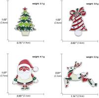 China Christmas decoration metal tree Santa Claus ornament brooch lapel badge enamel pin for Xmas gift for sale