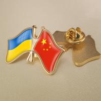 China Ukraine Friendship Flag Badge Two Countries Friendly Custom Metal Badge for sale