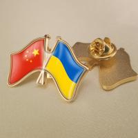 China Ukraine Friendship Flag Badge Two Countries Friendly Custom Metal Badge for sale