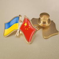 China Ukraine Friendship Flag Badge Two Countries Friendly Custom Metal Badge for sale