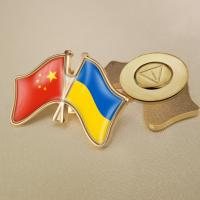 China Ukraine Friendship Flag Badge Two Countries Friendly Custom Metal Badge for sale