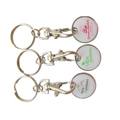 China Custom Supermarket Metal Token Coins Shopping Cart Trolley Token Keychain for sale