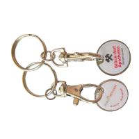 China Custom Supermarket Metal Token Coins Shopping Cart Trolley Token Keychain for sale