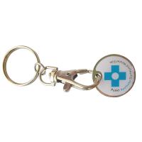 China Custom Supermarket Metal Token Coins Shopping Cart Trolley Token Keychain for sale