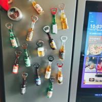 China Multifunction Bottle Shape Beer Opener Custom Logo Wall Mount Beer Fridge Magnet Opener for sale