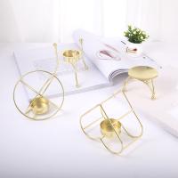 China Wholesale candle holder gold Golden lantern shape candle stand wedding candlestick for sale
