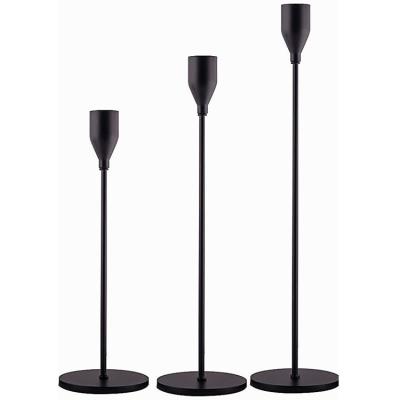 China Metal Black Simple Modern Taper Candlestick Holders Wedding Bar Party Decor Candle Holders for sale