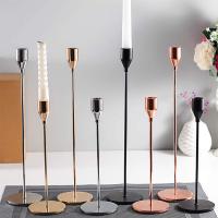 China Metal Black Simple Modern Taper Candlestick Holders Wedding Bar Party Decor Candle Holders for sale