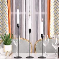China Metal Black Simple Modern Taper Candlestick Holders Wedding Bar Party Decor Candle Holders for sale