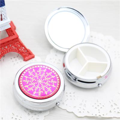 China Creative  Portable Travel Small Metal Pill Box With 3 Compartments for sale