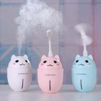 China 3 in 1 320ML USB Air Humidifier Ultrasonic Cool-Mist Adorable Pet Mini Humidifier With LED Light Mini USB Fan for sale