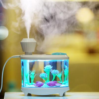 China New Arrival Upgrade Version Mini Fish Tank Humidifier USB Anion Soothing Colorful Light Humidifier for sale