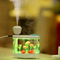 China New Arrival Upgrade Version Mini Fish Tank Humidifier USB Anion Soothing Colorful Light Humidifier for sale