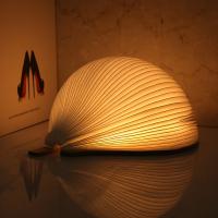 China Bedside Real Wood Table Lamp Creative Hot Air Balloon Design Dupont Paper Night Lights Gifts for sale